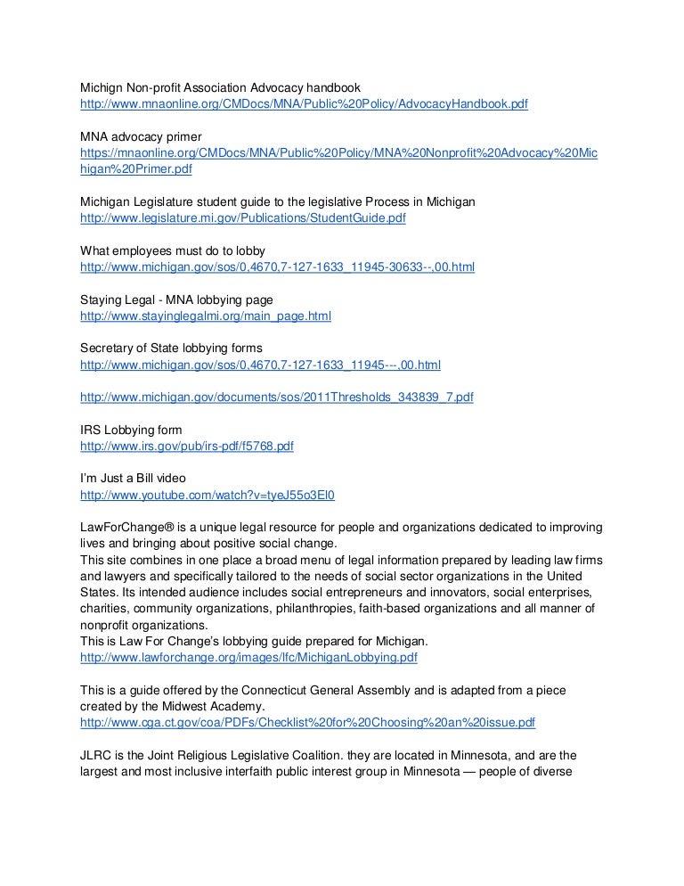 Advocacy web resources with links