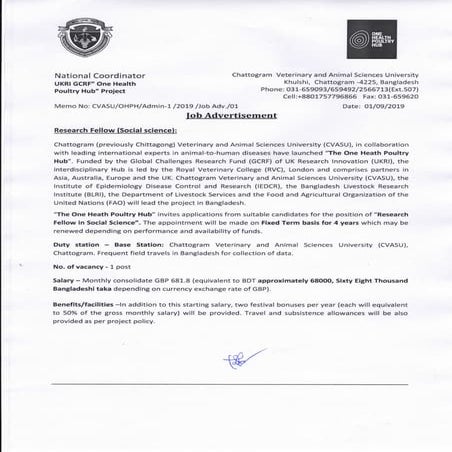 Advertisement to recruit Research Fellow on Social Science | PDF