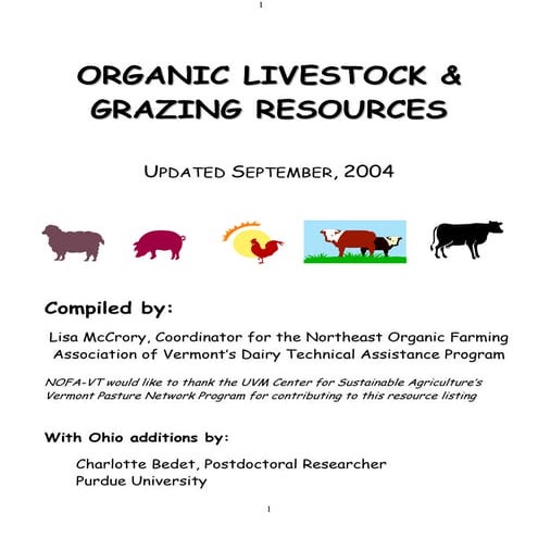 Organic Livestock and Grazing Resources | PDF