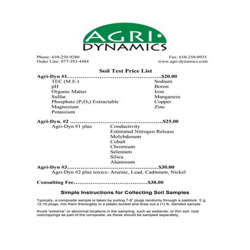 Soil Test Price List | PDF