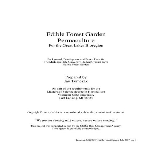 Edible Forest Garden Permaculture For the Great Lakes Bioregion | PDF