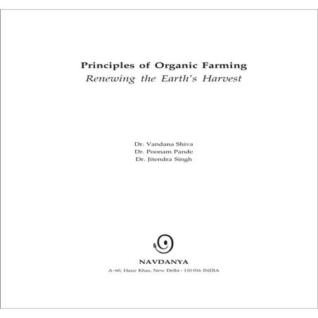 Principles of Organic Farming: Renewing the Earth’s Harvest | PDF