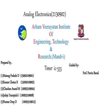 Analog Electronics TIMER IC 555 | PPTX