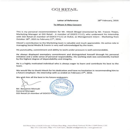 Recommendation - Letter GM | PDF