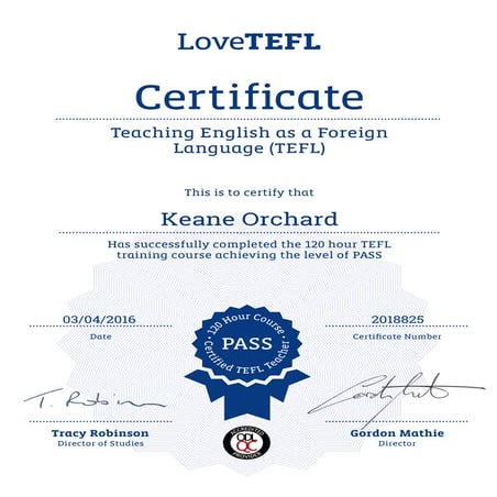 Keane_Orchard-120 TEFL Certificate (1) copy | PDF