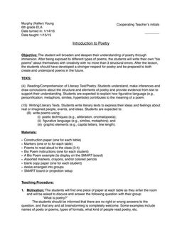 Ode to a Special Person Lesson Plan | PDF