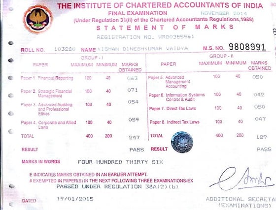 Intermediate Marksheet | PDF