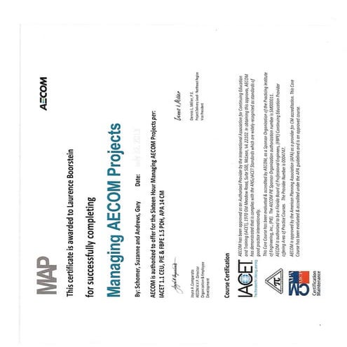 Managing AECOM Projects Certificate | PDF