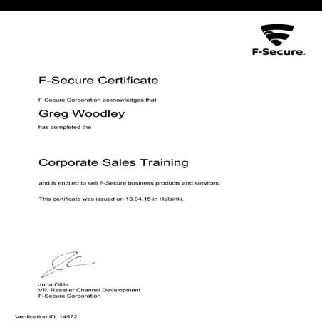 F-SECURE CORPORATE SALES TRAINING | PDF