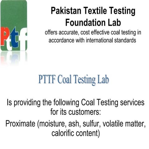 PTTF LAB coal testing | PPT