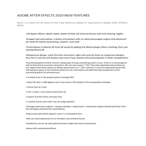 After Effects 2019 new features | PDF