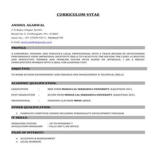 anshul agarwal resume | PDF