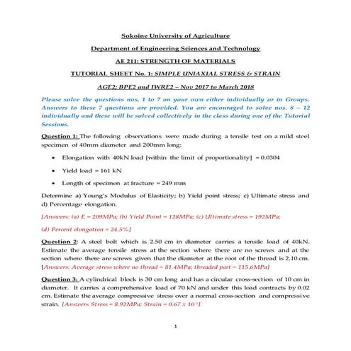 Bars with variable cross sections subjected to axial loads 2 | PDF