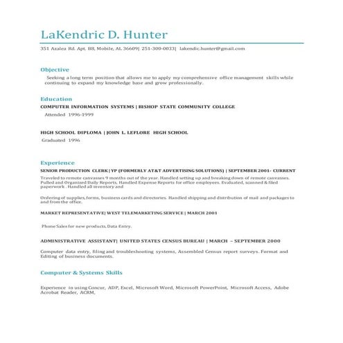 LaKendric Hunter Resume | DOCX