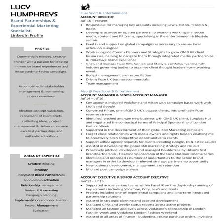LUCY HUMPHREYS CV | PDF | Advertising Industry | Industries