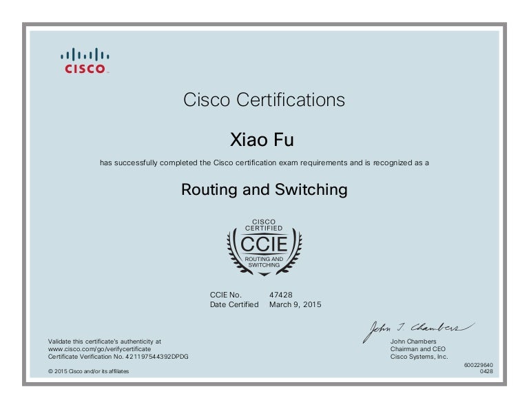 CISCO CCIE R&S CERTIFICATE