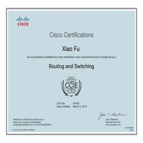 CISCO CCIE R&S CERTIFICATE | PDF