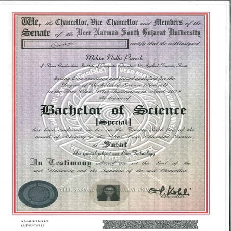 Degree Certi-Biotechnology-Nidhi | PDF