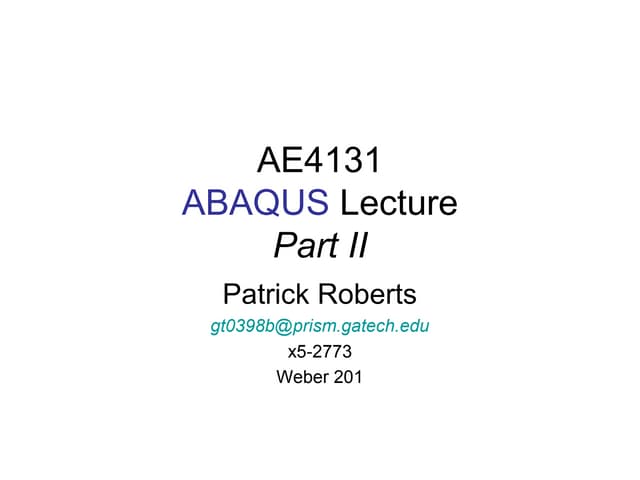 Abaqus Lecture 2 Ppt