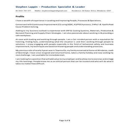 Stephen Michael Lappin Resume | DOCX