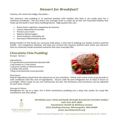 Healthy Fats Recipe and Handout | PDF | Nutrition | Healthy Living