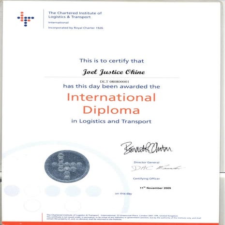 CERTIFICATE AS (CILT FELOW) 2009 | PDF