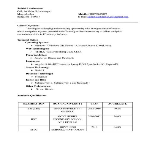 Sathish-resume (1) | PDF