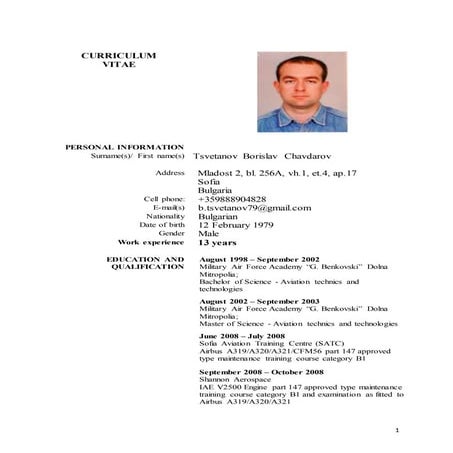 Borislav Tsvetanov CV | DOCX