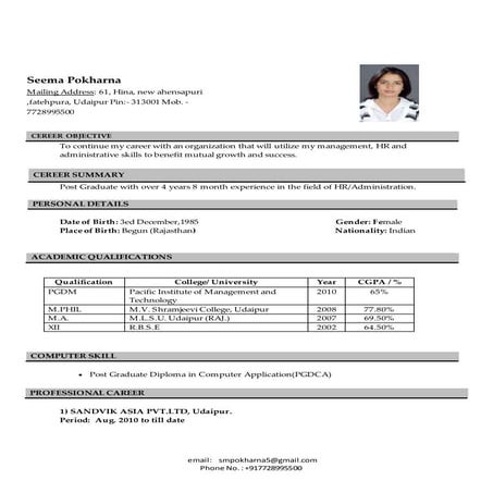 seema new resume | DOCX | Logistics and Transportation Industry ...
