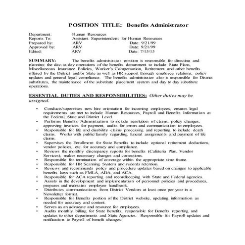 Dean_Student_Affairs JOB DESCRIPTIONS OF WORK | PDF