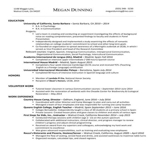 Megan Dunning Resume | PDF