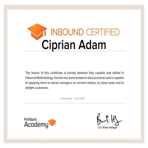 Ciprian Adam.Hubspot Inbound Certified | PPT