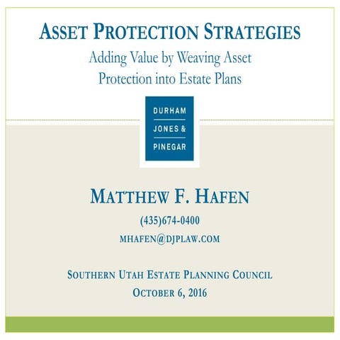 Asset Protection Planning Strategies | PPTX