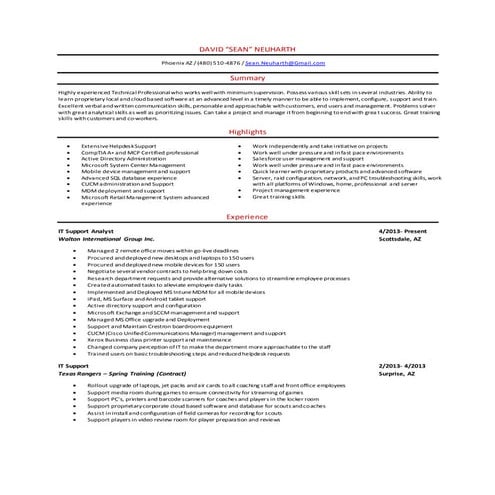 David Neuharth - Resume - May 2016 | DOCX
