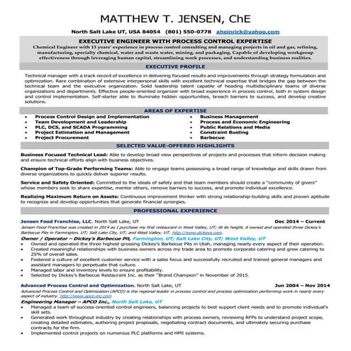 Executive Resume Matt Jensen 17-02 | PDF