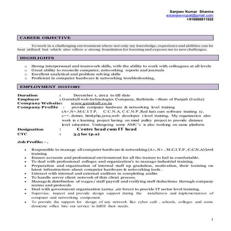 sanjeev Resume | DOCX