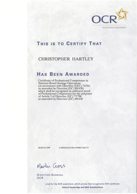 PIT Operator Certificate_Neil McCloskey | PDF