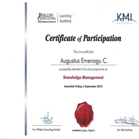 Knowledge Management Certificate | PPT