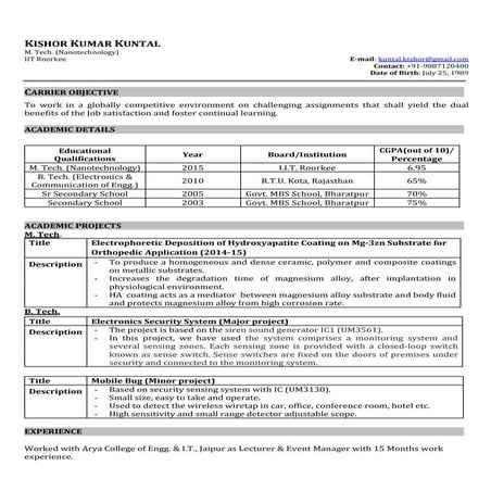 Resume_Kishor Kuntal | PDF