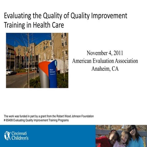 Evaluating the quality of quality improvement training in healthcare | PPTX