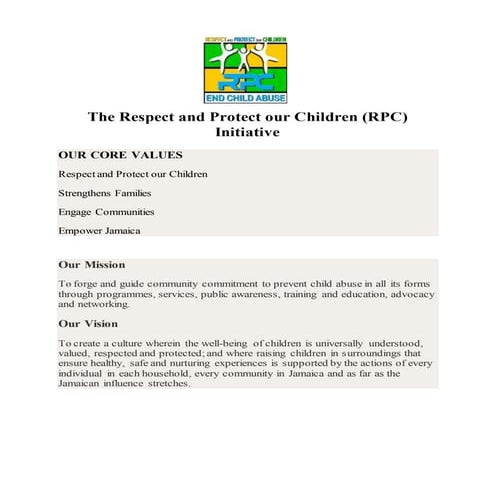 Core Value, Vision and Mission of RPC | PDF