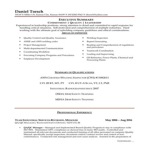 Daniel Torsch Resume | PDF