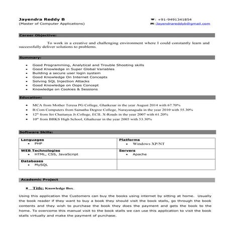 Jayendra Php Developer Cv Pdf