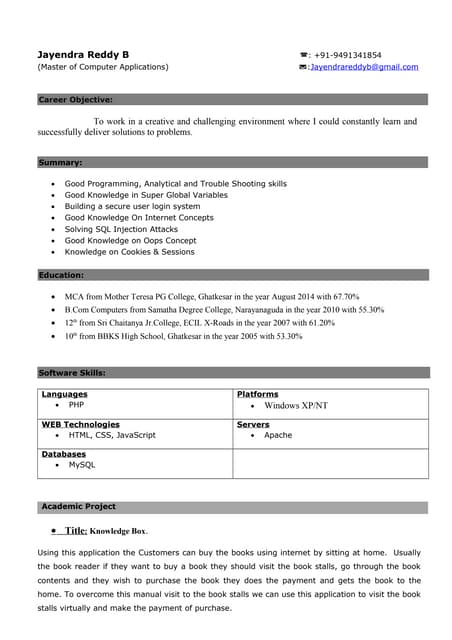 Jayendra Php Developer Cv Pdf