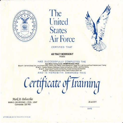 Basic Military Training Cert | PPT