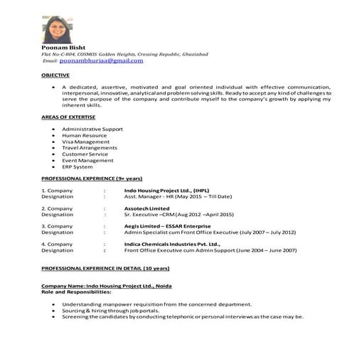 Poonam Bisht Resume | PDF