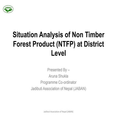Situation Analysis of Non Timber Forest Product (NTFP) at District ...