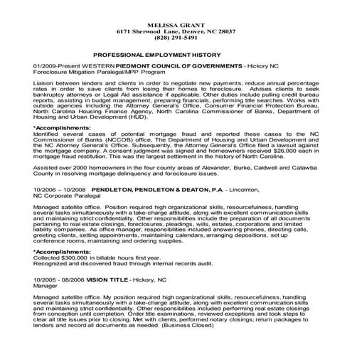 Resume of Melissa Grant | DOCX