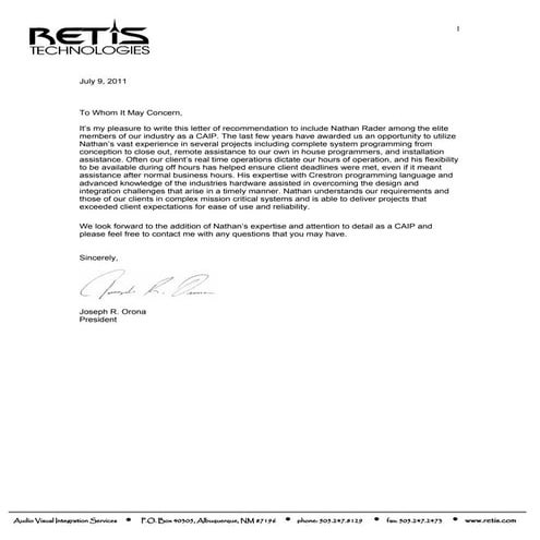 Rader_Nathan - CAIP Letter of Recommendation | PDF