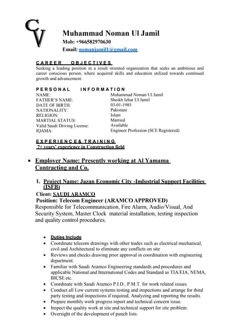 Instrumentation supervisor cv | DOC